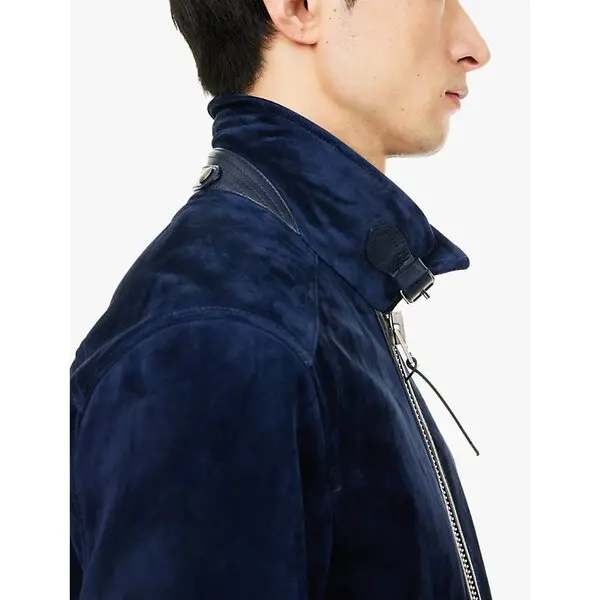 Tom Ford Cashmere Regular-Fit Suede Blouson Jacket - Dark Sapphire